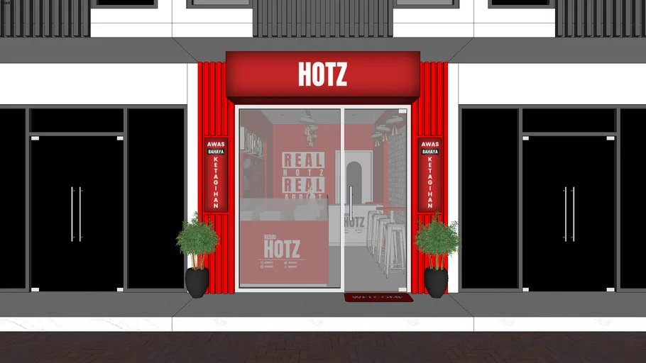 Desain Kedai Take Away Model Ruko Minimalis | 3D Warehouse