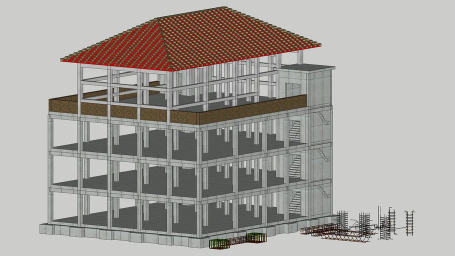 3 Storey Concrete Building | 3D Warehouse