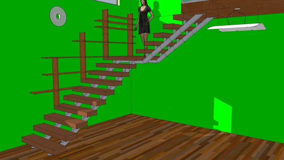 Stair Case With Bookshelf | 3D Warehouse