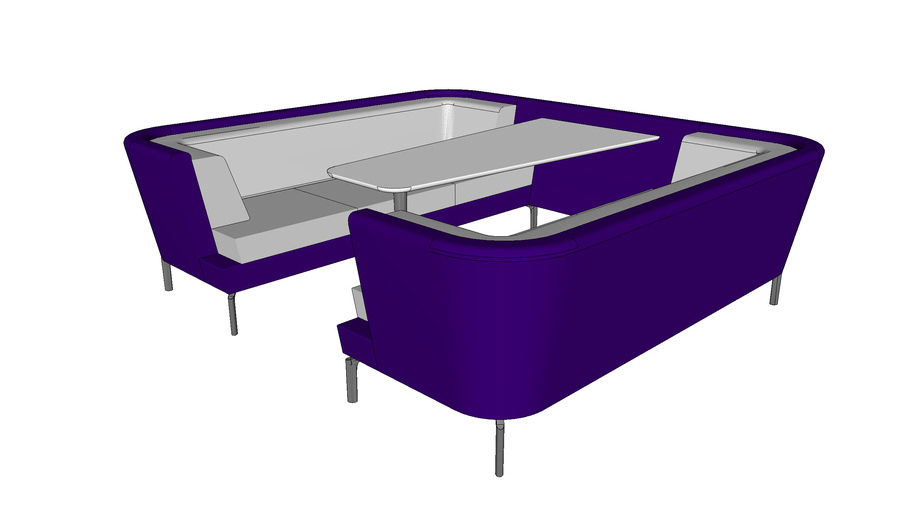 Entente Three Seat Booth, Low Back | 3D Warehouse