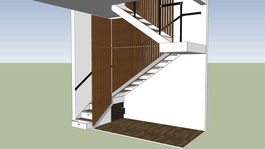 wooden stais + stair case + railing + devider | 3D Warehouse