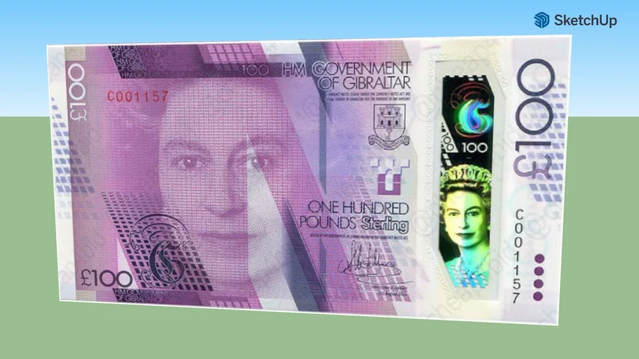 One hundred pound sterling - 100 £ | 3D Warehouse