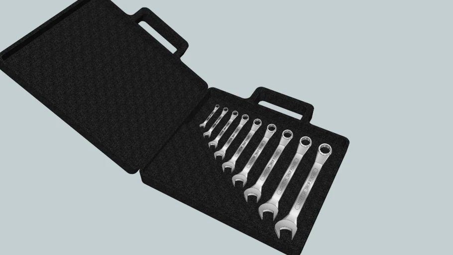 Nine Piece Combination Wrench Set With Case | 3D Warehouse