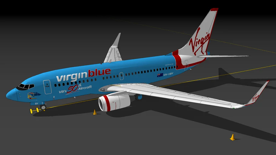Virgin Blue 737-7FE(WL) 'Virgin-ia Blue/VB's 50th Aircraft' (2005) | 3D ...