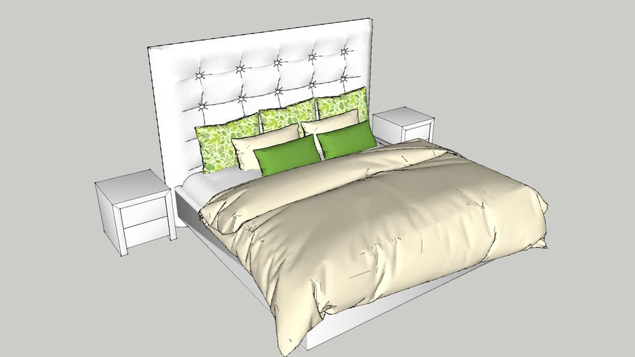 bed with bedside table | 3D Warehouse