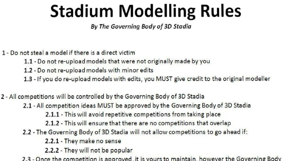 Stadium Modelling Rules | 3D Warehouse