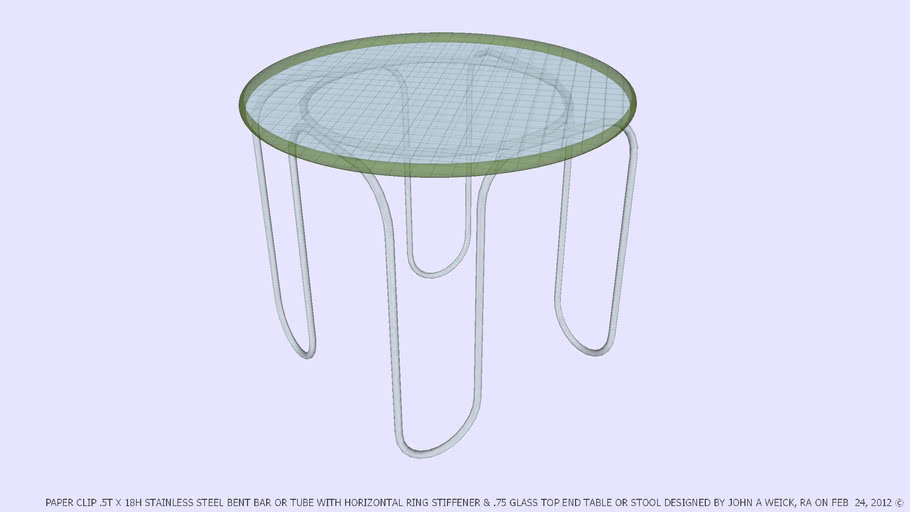 END TABLE PAPER CLIP 18 H BASE & 24 D GLASS TOP BY JOHN A WEICK RA | 3D ...