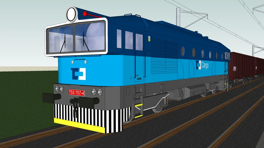 Freight train with Goggles 753.7 ČD Cargo diesel locomotive | 3D Warehouse