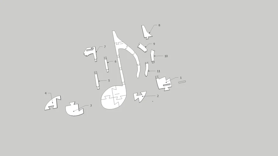 music note in 10 parts to print and assemble | 3D Warehouse