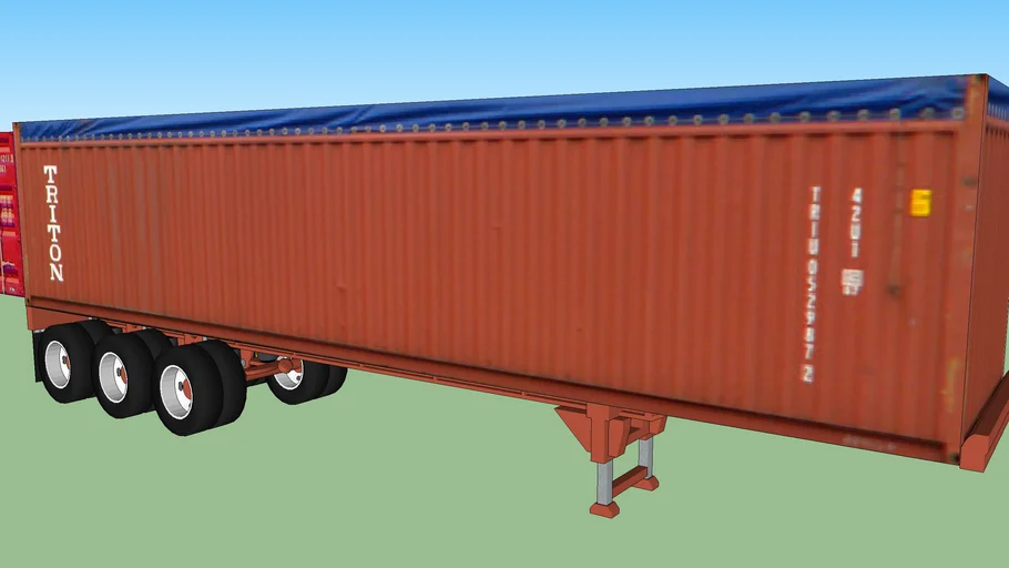 TRITON Open Top Container On Chassis With Doors Open | 3D Warehouse