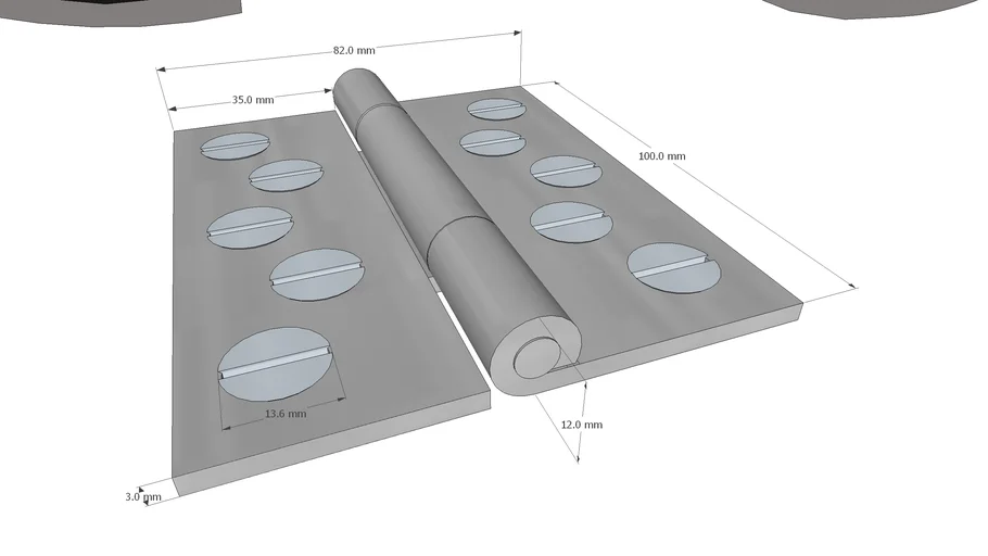 Cabinet Hinge 100mm x 82mm 3mm deep | 3D Warehouse