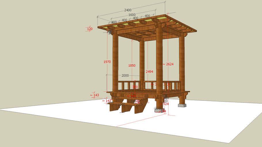 Gazebo Terbuka 2x2 M2 Atap Datar (Edited) | 3D Warehouse