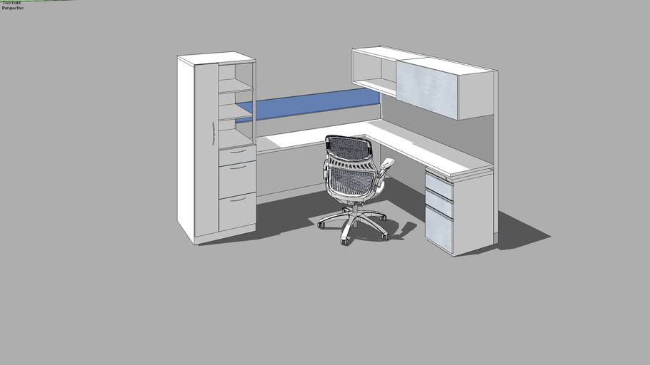 5 workstation variations with tower, box/file ped., overhead storage | 3D Warehouse