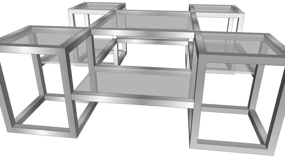 81700 Coffee Table Steps Mirror 100x100cm | 3D Warehouse