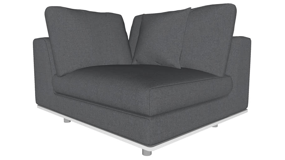 Perry Modular Arm Chair Left in Shadow Gray Fabric by Modloft | 3D ...