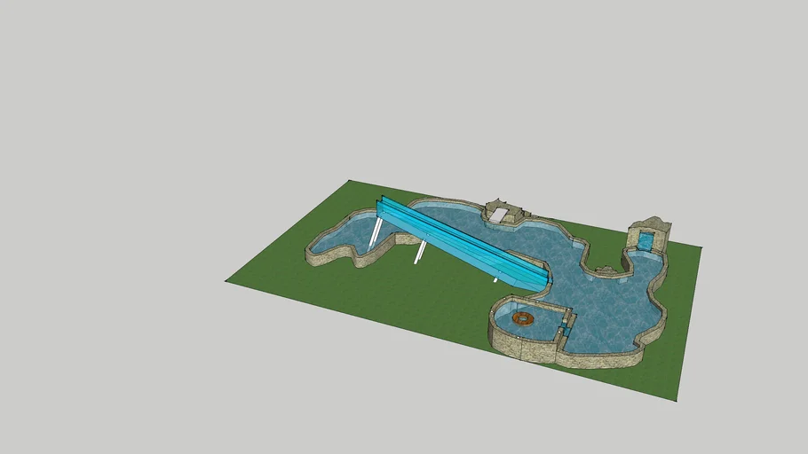 water park stone with modern water slide | 3D Warehouse