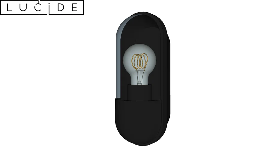 Lucide CAPSULE - Wall light Outdoor - 1xE27 - IP65 - Black | 3D Warehouse