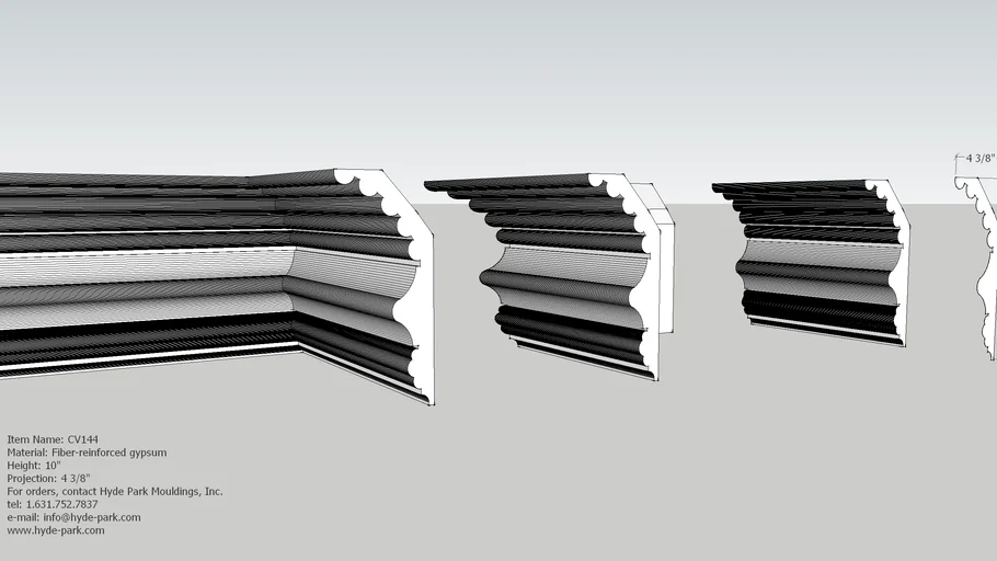 10'H x 4 3/8'P plaster crown moulding CV144 | 3D Warehouse