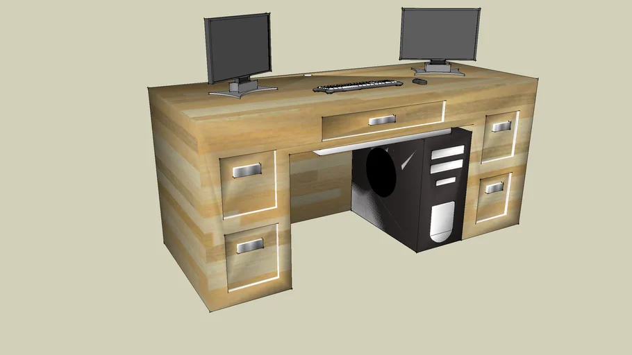 desk and a computer | 3D Warehouse