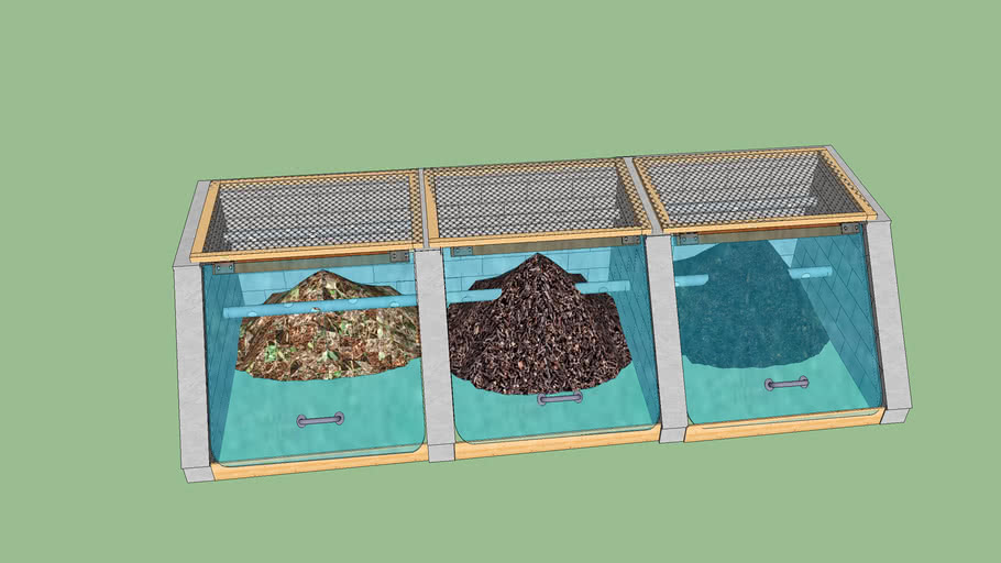 3 Phase Angled Compost Bin with Compost | 3D Warehouse