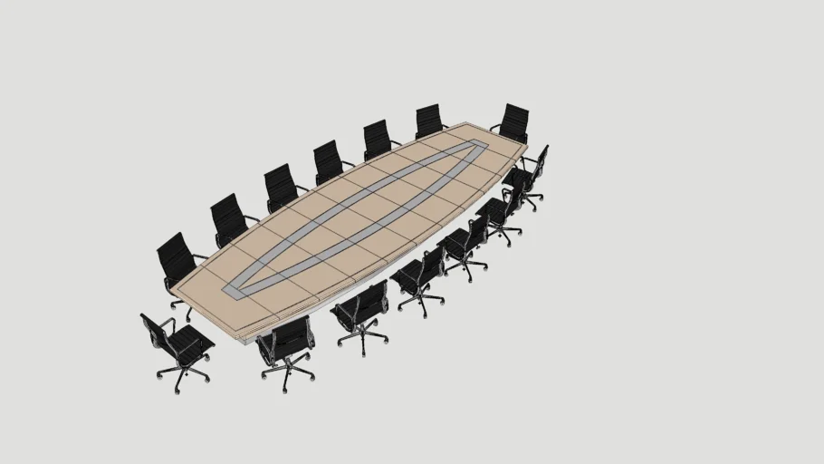 14 Seat, 19'-7' x 6'-9' Boardroom Table with HMI Eames Exec Chairs | 3D ...