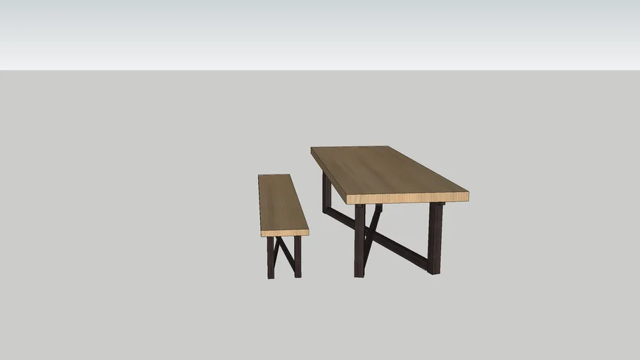 Modern Wood with Long Bench | 3D Warehouse