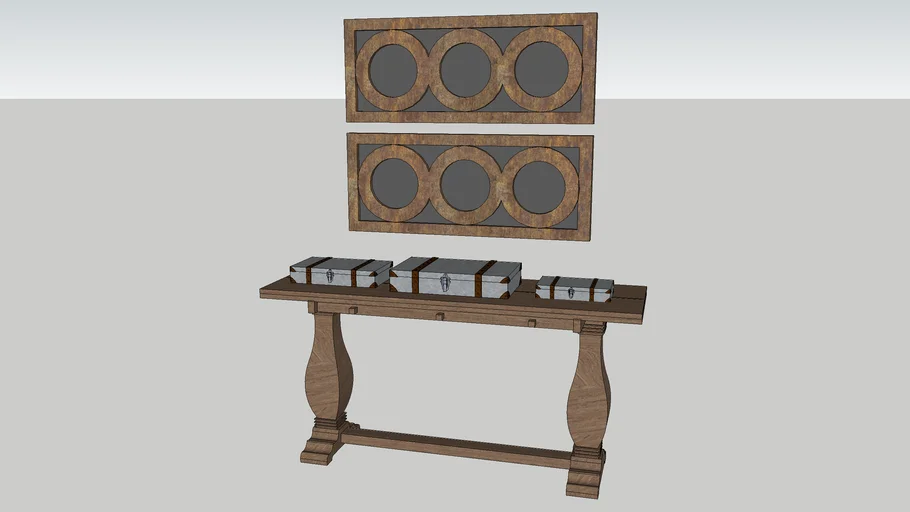 ENTRY CONSOLE WITH MIRROR GALVANIZED DECORATIVE BOXES | 3D Warehouse