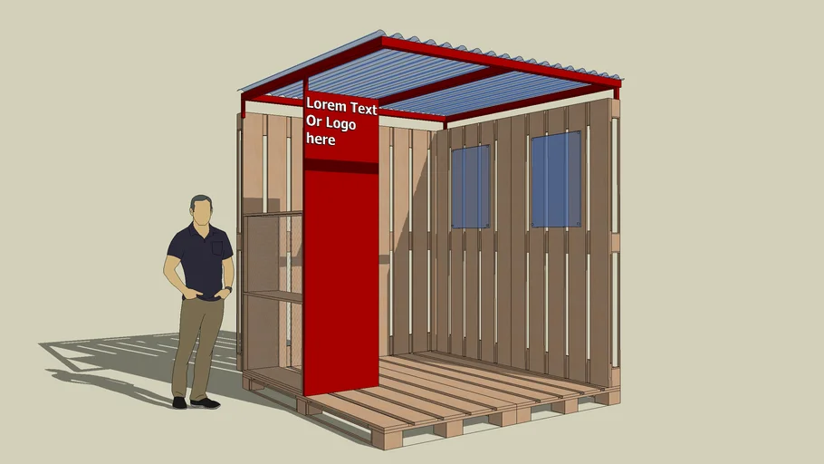 Wood and Plexiglas booth low poly | 3D Warehouse