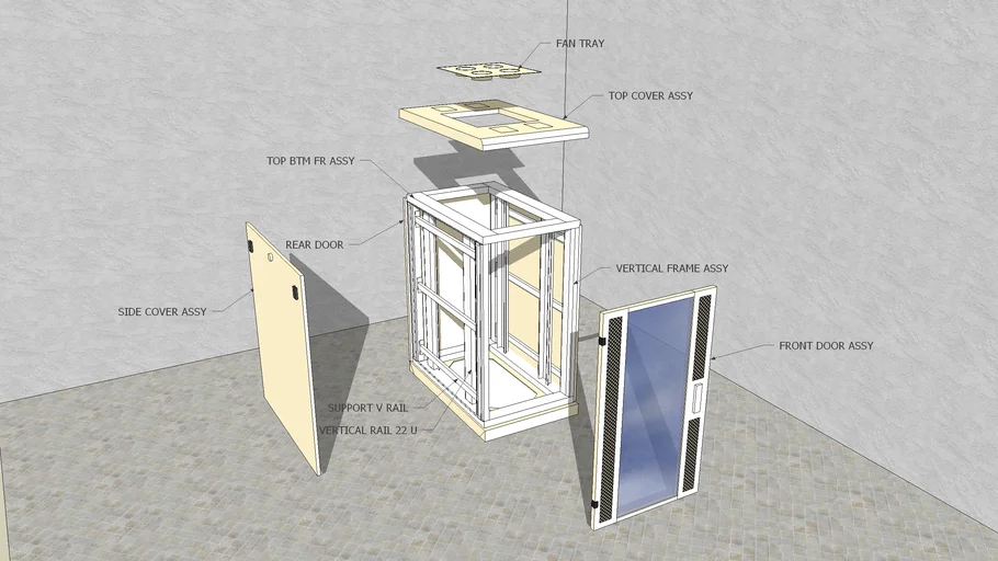 Close Rack 19' 22u D 900 | 3D Warehouse