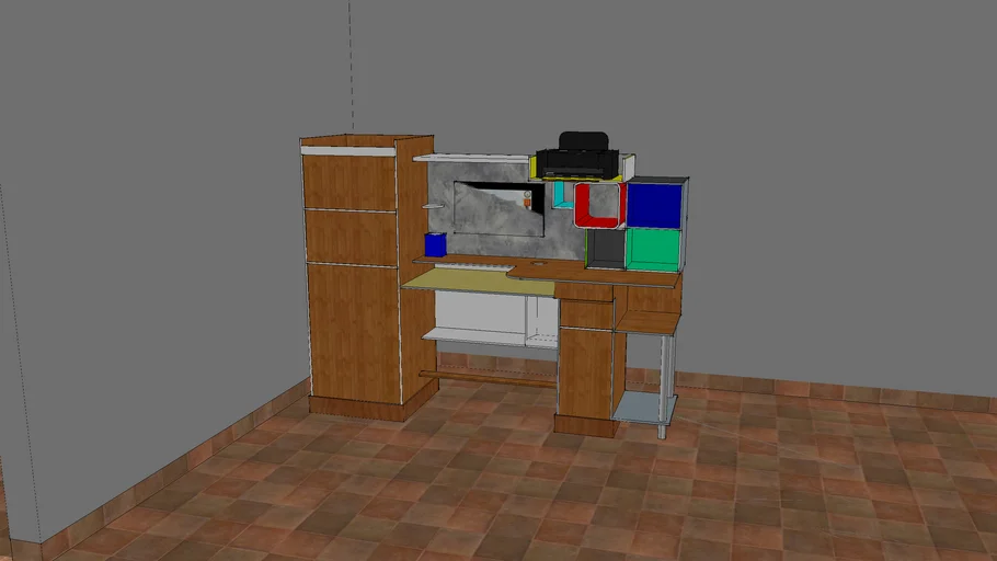 meja komputer | 3D Warehouse