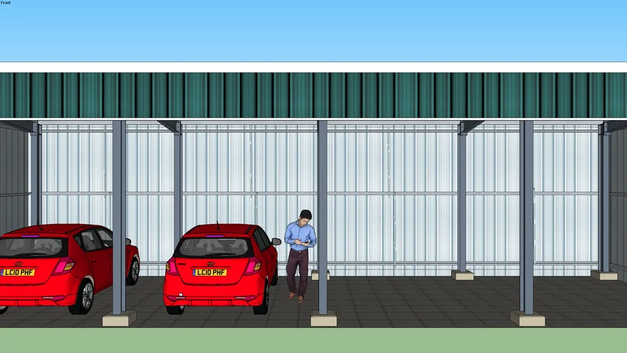 MONO SLOPE PRE ENGINEERED BUILDING | 3D Warehouse