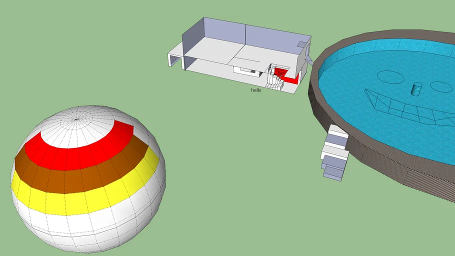 house with poo\l and sphere thing | 3D Warehouse