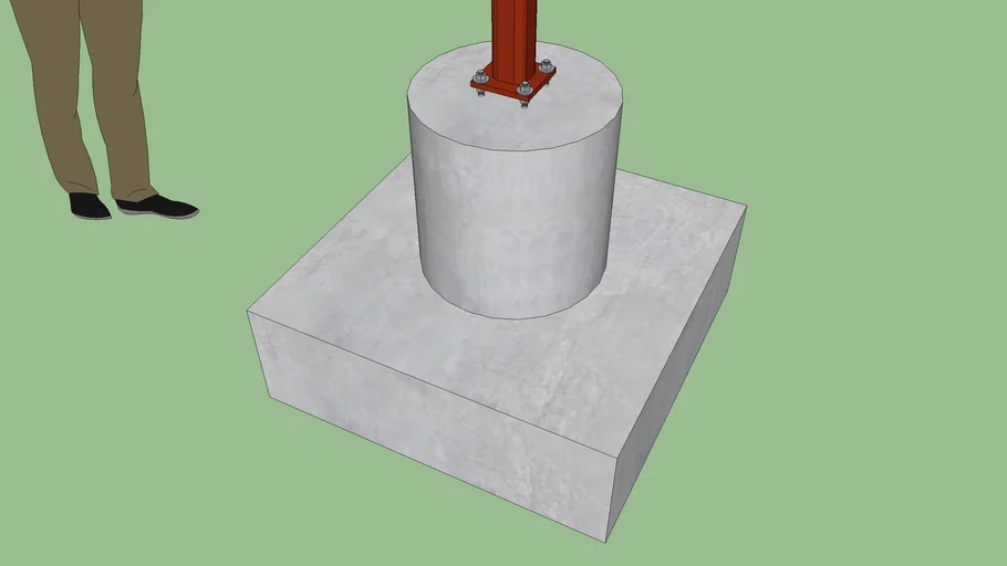 Steel Post with Concrete Footing | 3D Warehouse