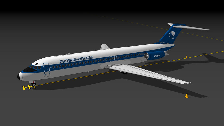 Purdue Airlines McDonnell Douglas DC-9-32 (1971) | 3D Warehouse
