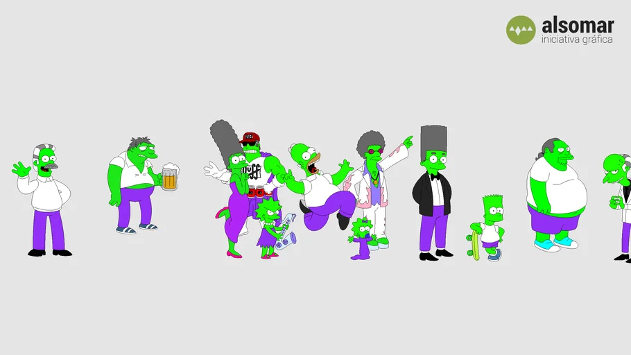 The Simpsons Characters colored in green | 3D Warehouse
