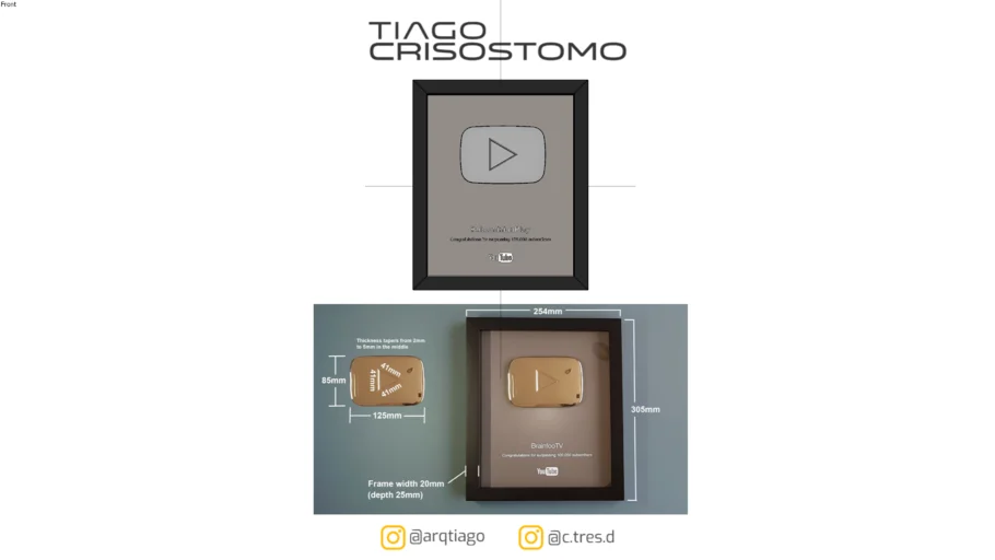 Placa 100mil Inscritos Youtube | 3D Warehouse