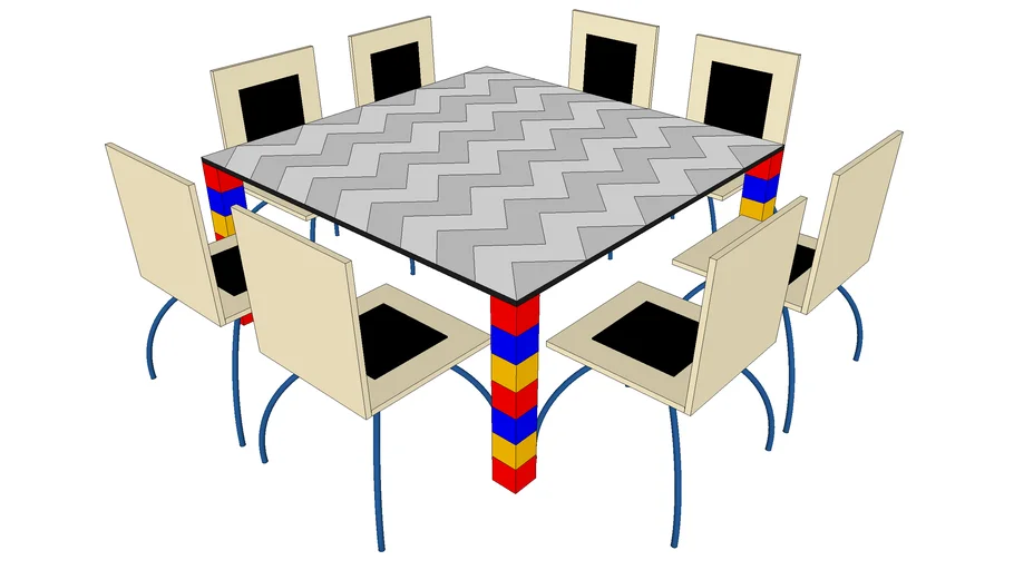 Table With Chairs - 1980s Memphis Design | 3D Warehouse