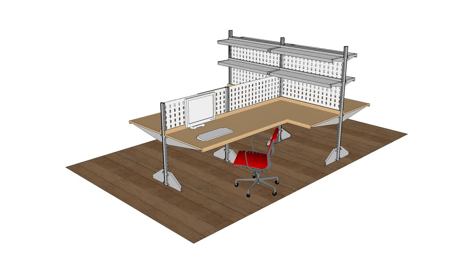 Office Workstation with Storage Shelves | 3D Warehouse