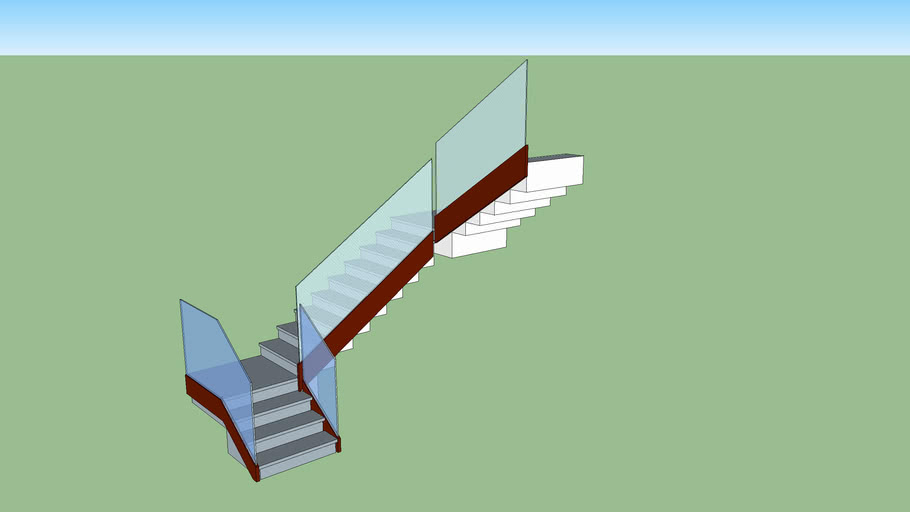 Stairs with Glass railing and Steel U Channel | 3D Warehouse
