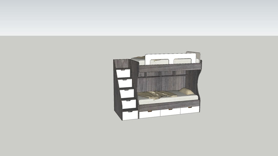 TRIPLE BUNK BED WITH 3 DRAWERS | 3D Warehouse