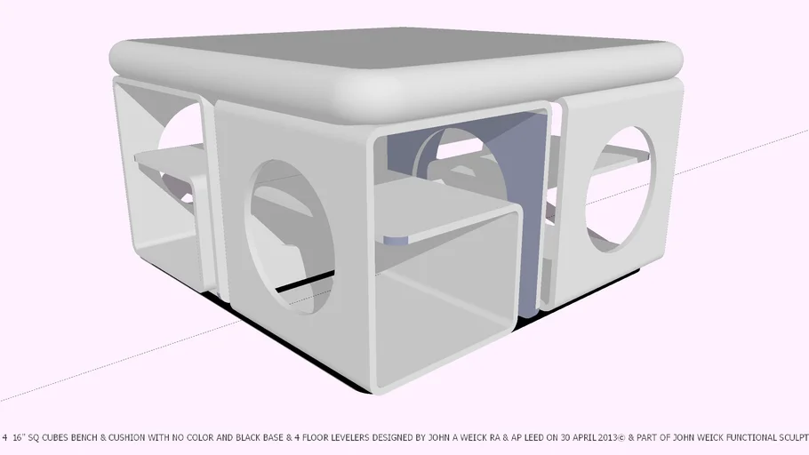 BENCH 4 16 SQ SELECT COLOR CUBES & CUSHION BY JOHN A WEICK RA | 3D ...