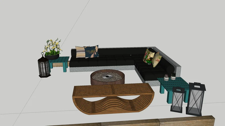 Outdoor Set with fireplace | 3D Warehouse