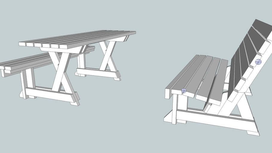 picnic table bench 2 in 1 | 3D Warehouse