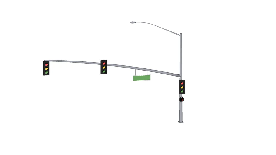 45' Mast Arm (2 Head) 26-4-400 Cal-trans Traffic Signal | 3D Warehouse