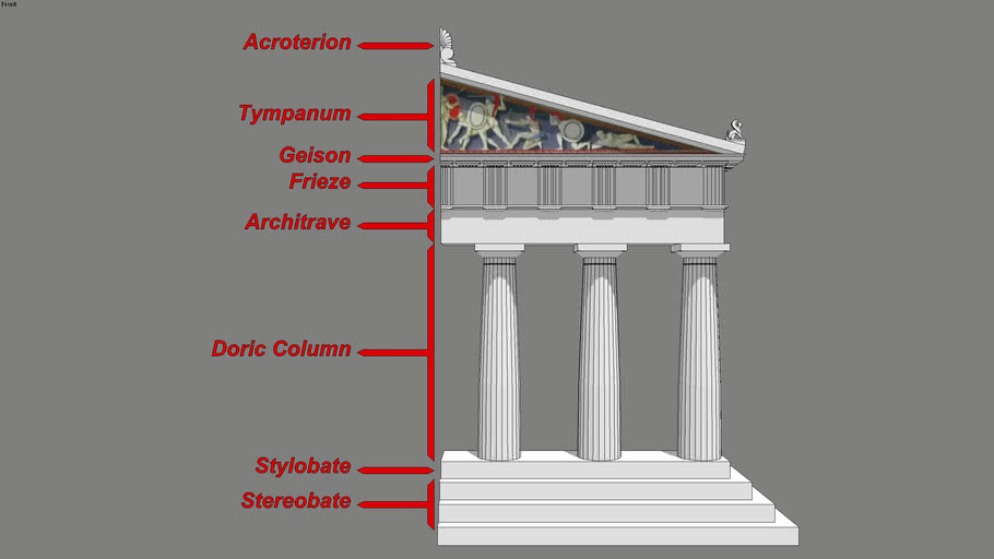 Annotated Greek Temple Façade | 3D Warehouse