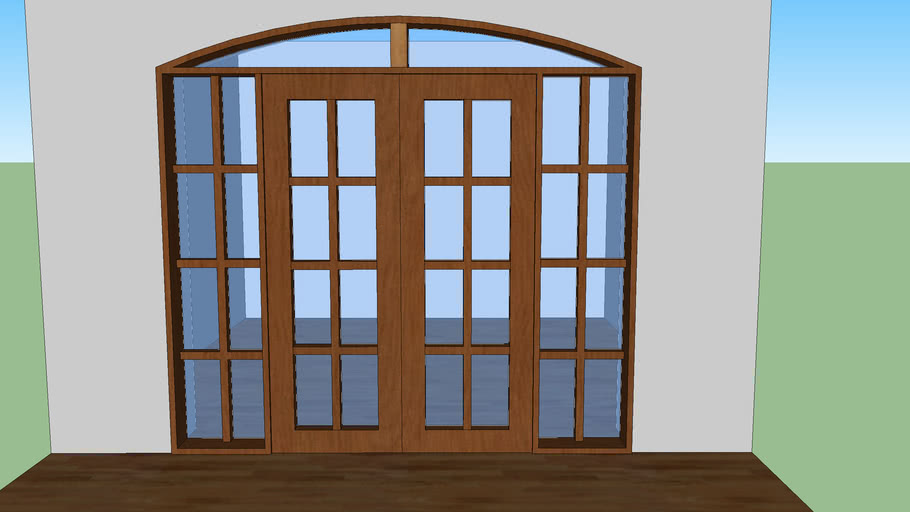 DOUBLE DOORS WITH NATURAL PAINTED GLASS | 3D Warehouse