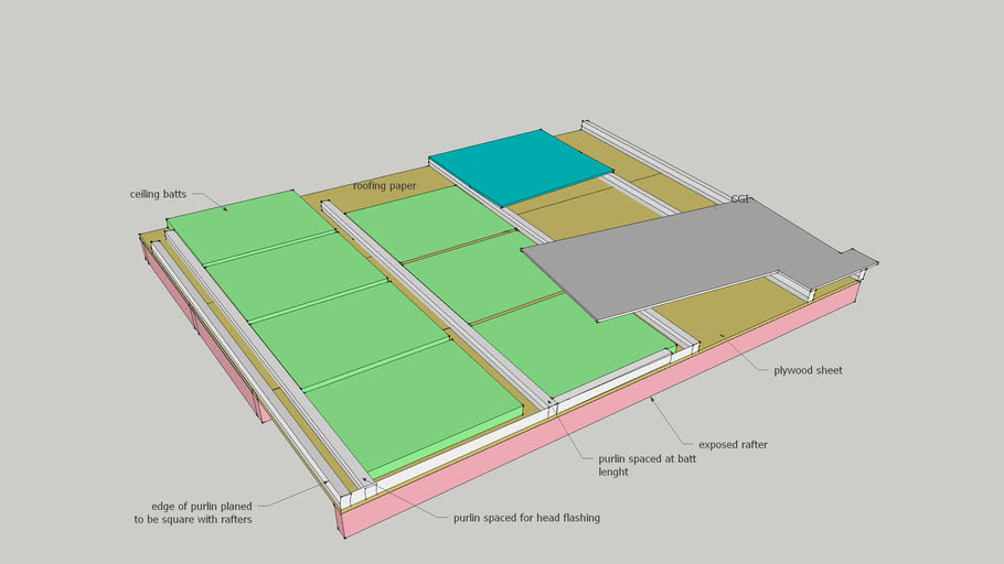 Exposed Rafters Mono Pitch Roof | 3D Warehouse