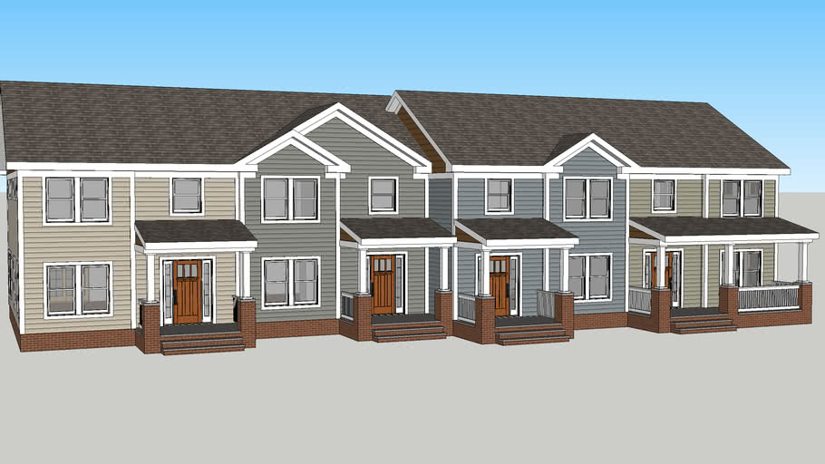 Colonial revival townhouse / row house | 3D Warehouse