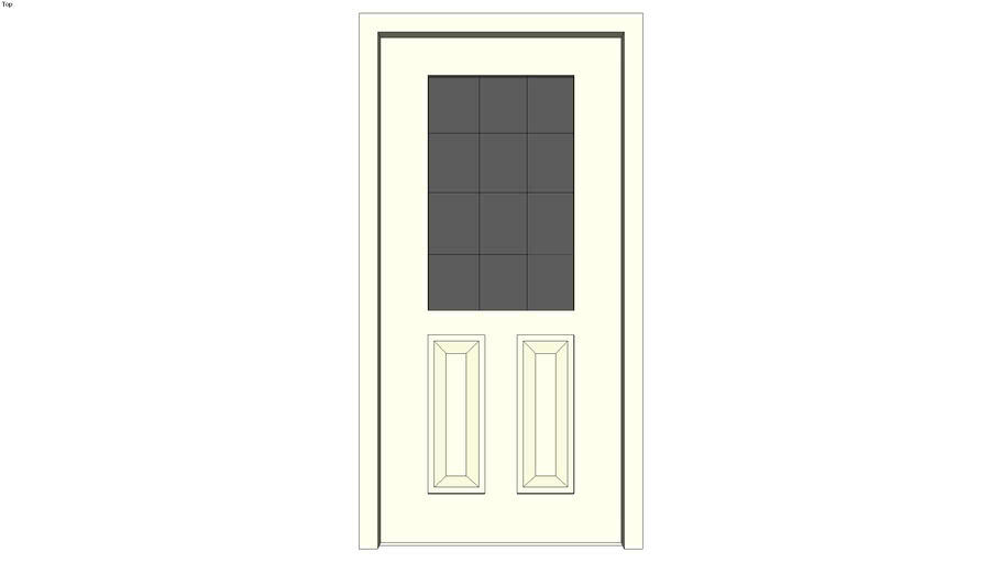 Two panel door with glass | 3D Warehouse