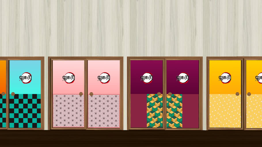 和室門 Japanese paper door 日式紙門 紙障子 鬼滅之刃 | 3D Warehouse